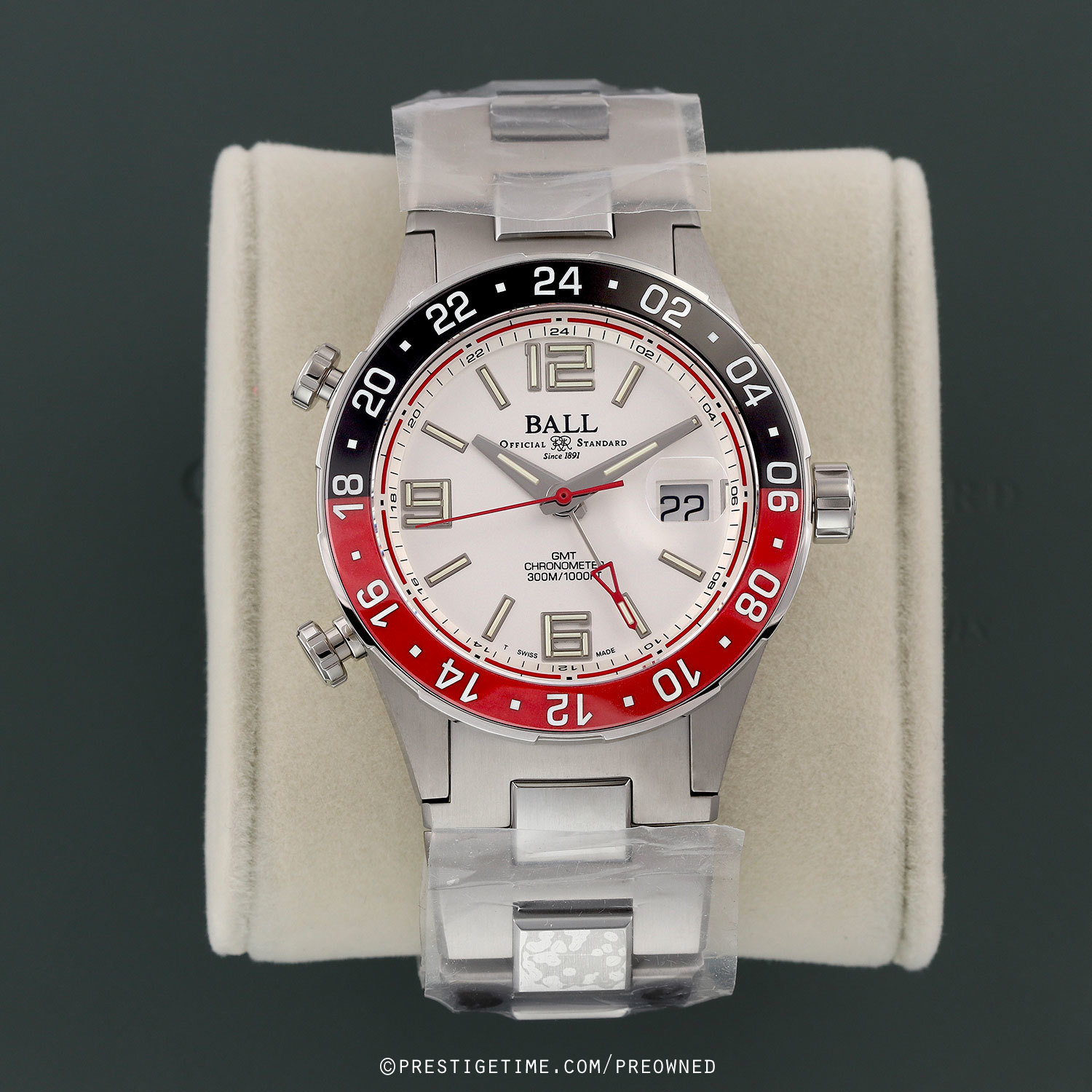 Pre-owned Ball Watch Roadmaster Pilot GMT 40mm DG3038A-S1C-WH