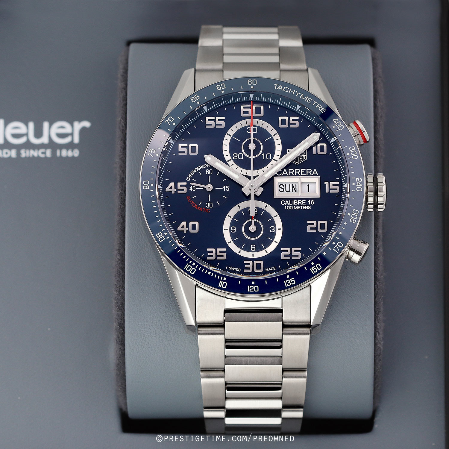 Pre-owned Tag Heuer Carrera Day Date Automatic Chronograph 43mm cv2a1v ...