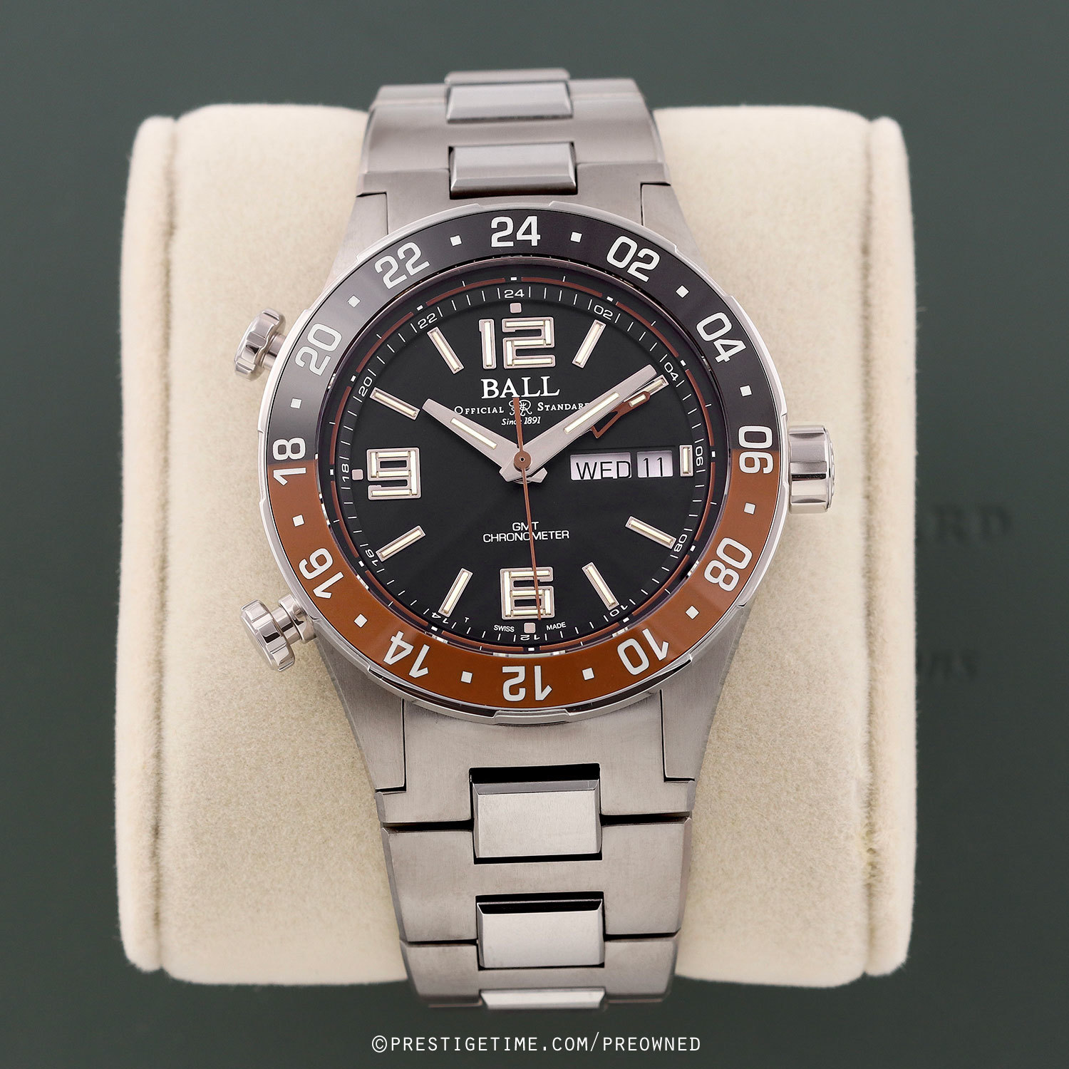 Pre-owned Ball Watch Roadmaster Marine GMT 40mm DG3030B-S3C-BK