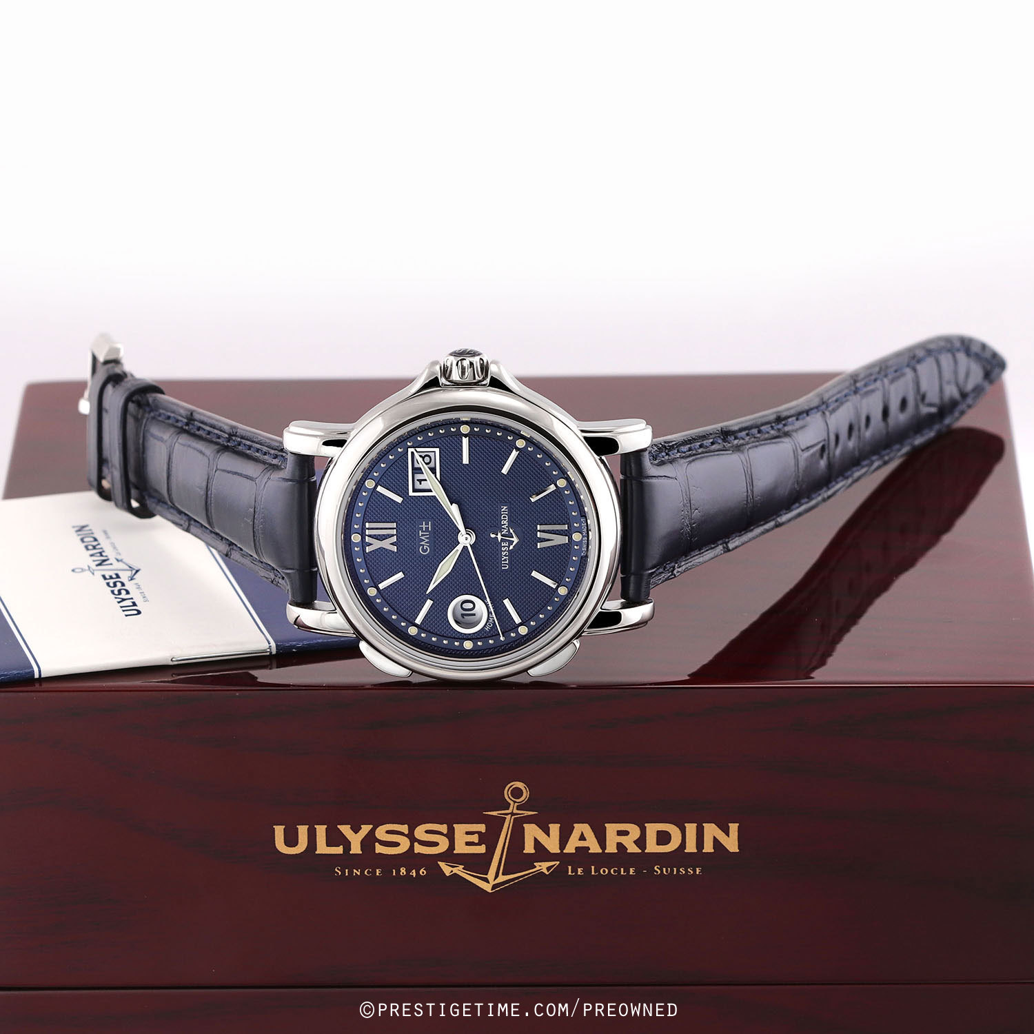 Pre-owned Ulysse Nardin FACTORY SERVICED San Marco GMT Big Date 40mm 223-88/383