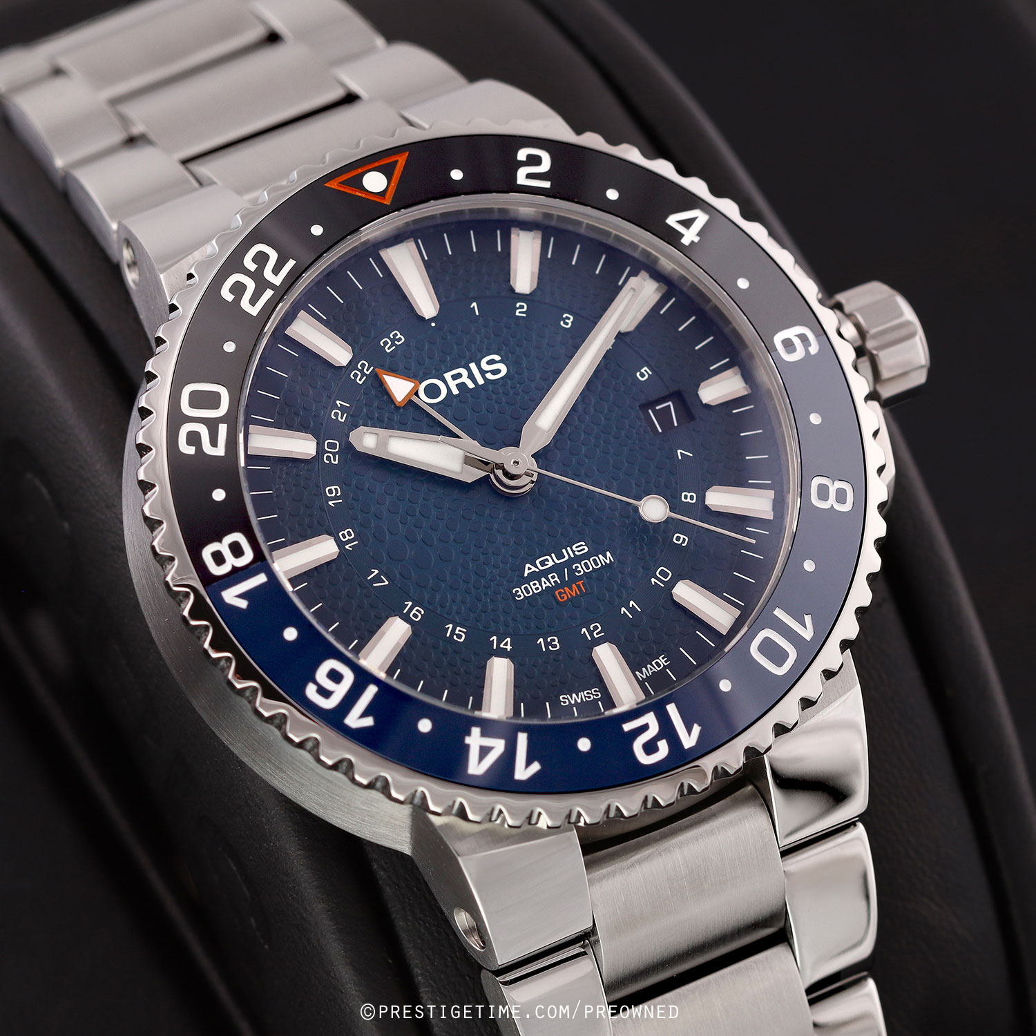 Pre-owned Oris Whale Shark Aquis GMT Date 43.5mm 01 798 7754 4175-Set