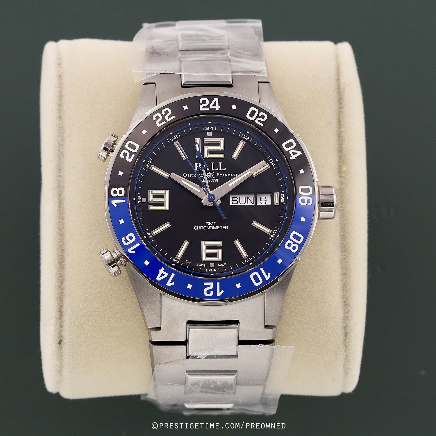 Pre-owned Ball Watch Roadmaster Marine GMT 40mm DG3000A-S1CJ-BK