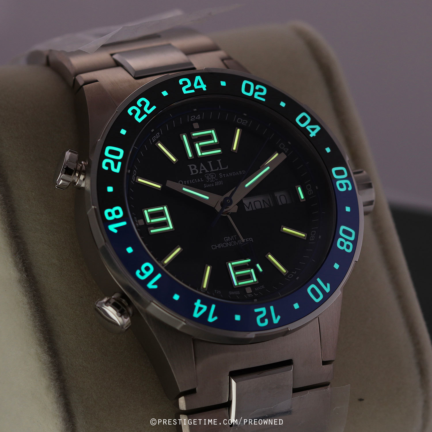 Pre-owned Ball Watch Roadmaster Marine GMT 40mm DG3000A-S1CJ-BK