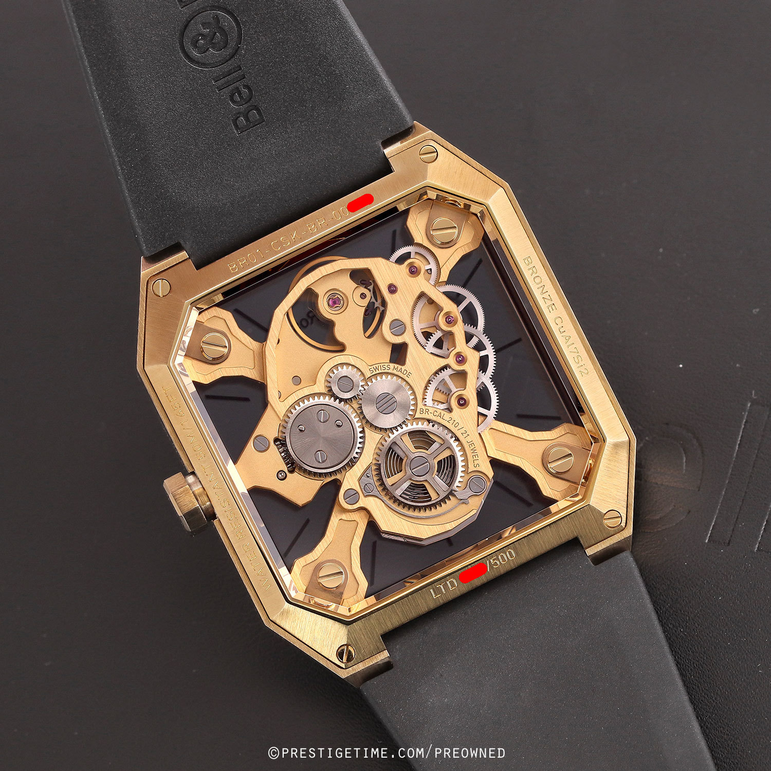 Pre-owned Bell & Ross BR 01 Cyber Skull Bronze BR01-CSK-BR/SRB