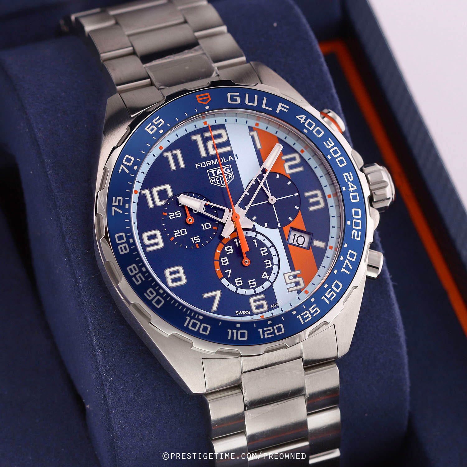 Pre-owned Tag Heuer Formula 1 GULF Quartz Chronograph 43mm caz101at.ba0842