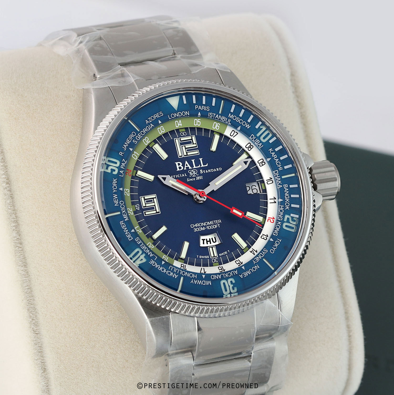 Pre-owned Ball Watch Engineer Master II Diver Worldtime 42mm DG2232A-SC-BE