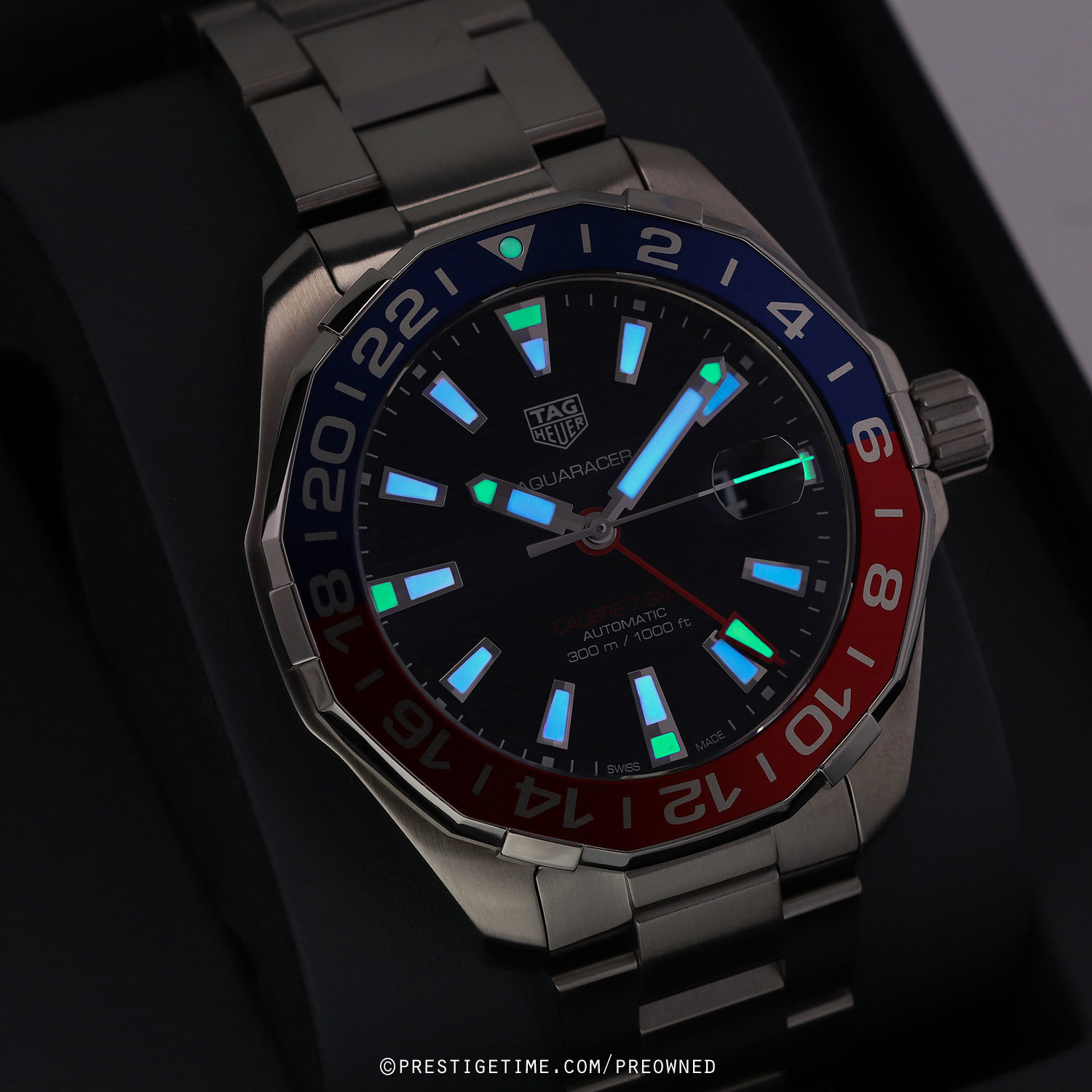 Pre-owned Tag Heuer Aquaracer Automatic GMT 43mm way201f.ba0927