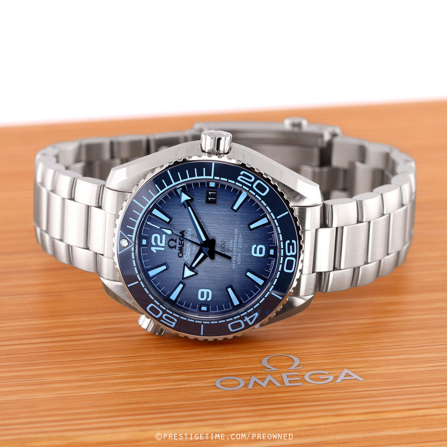 Pre-owned Omega Planet Ocean 600m 39.5mm SUMMER BLUE 215.30.40.20.03.002