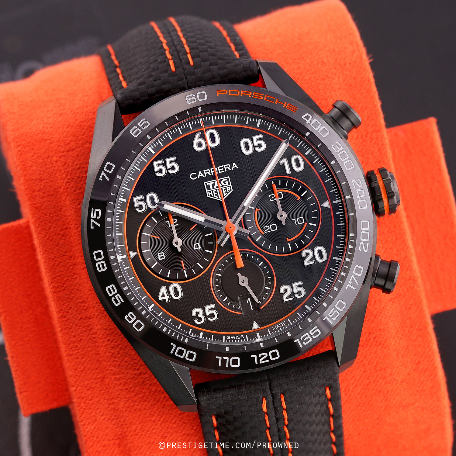 Pre-owned Tag Heuer Carrera Chronograph x Porsche Orange Racing 44mm ...
