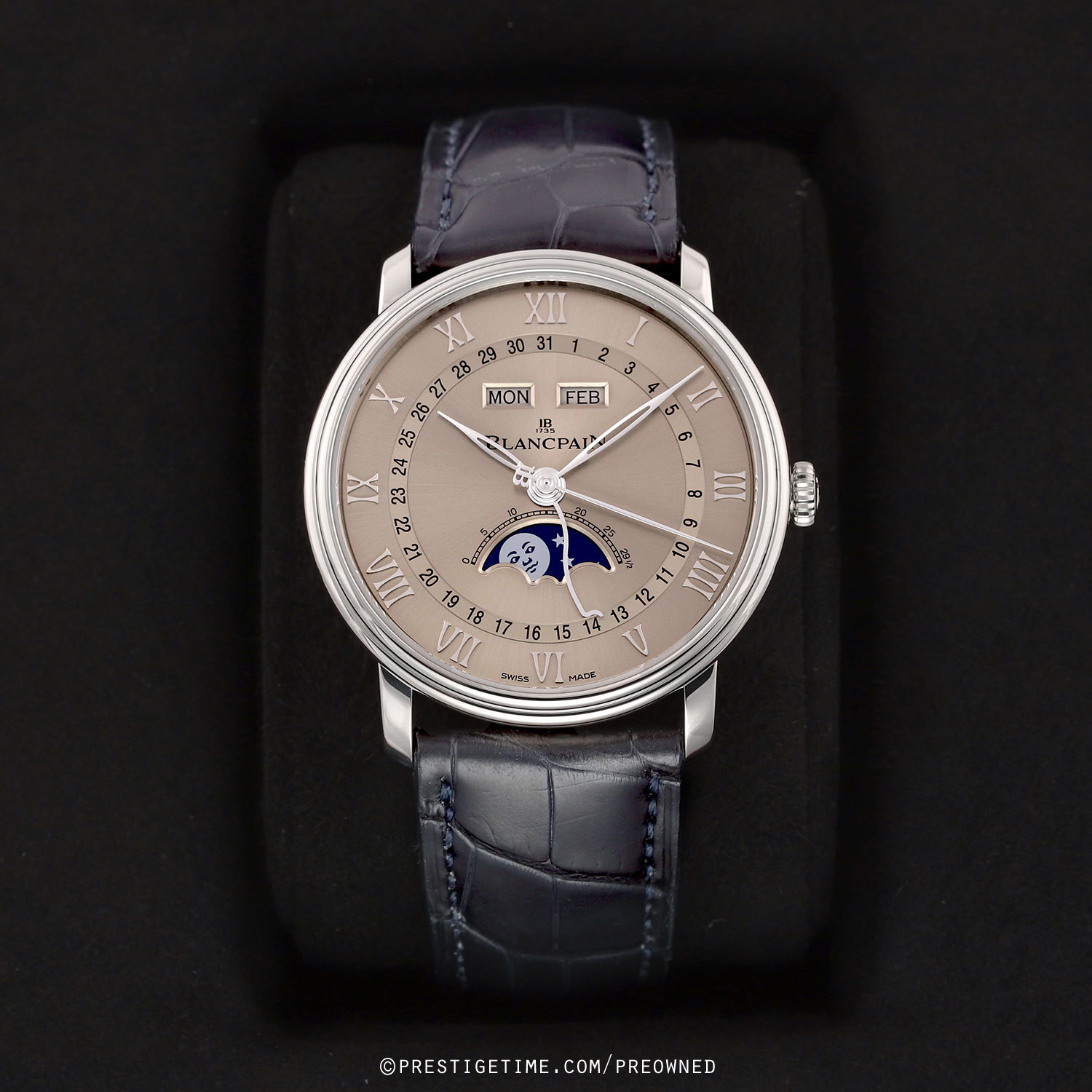Pre-owned Blancpain Villeret Complete Calendar & Moonphase 40mm 6654 ...