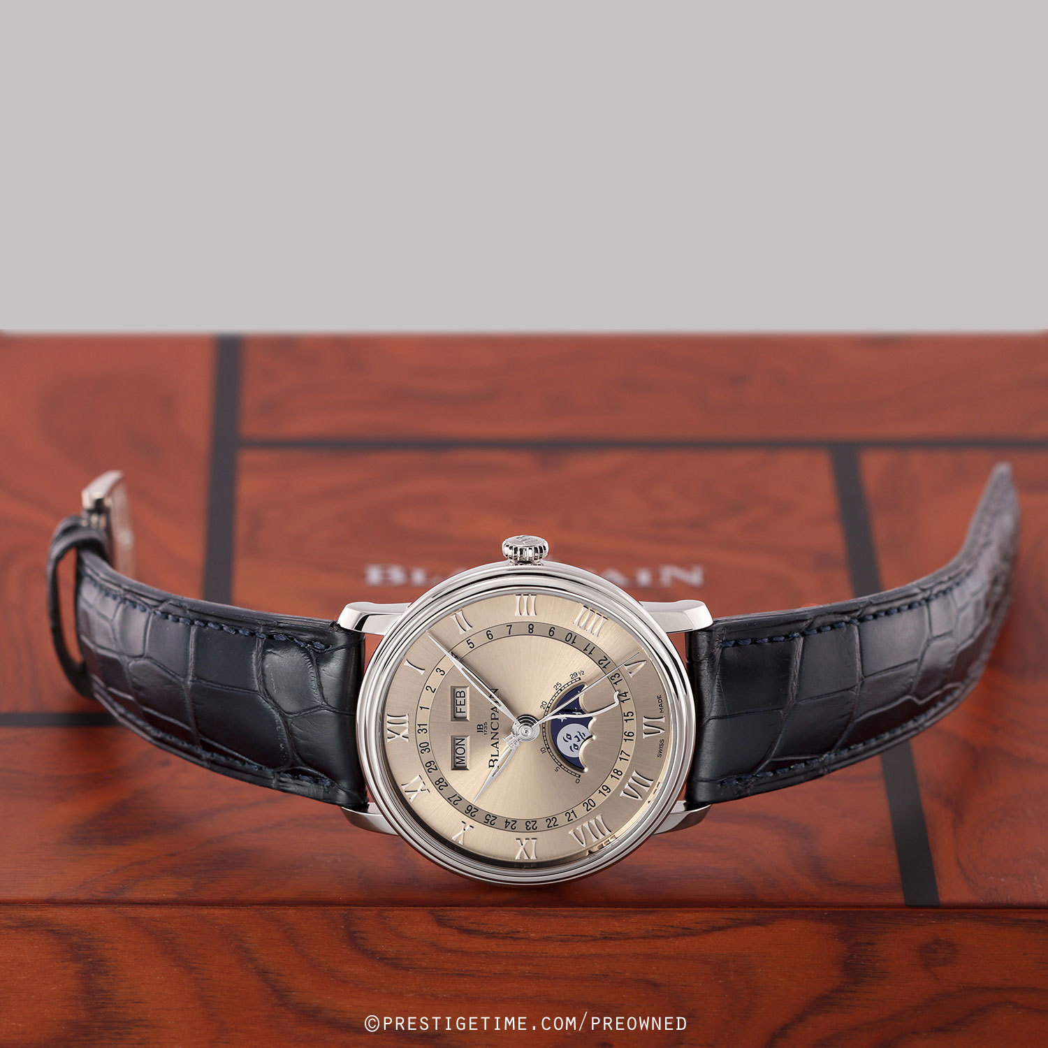 Pre-owned Blancpain Villeret Complete Calendar & Moonphase 40mm 6654 ...