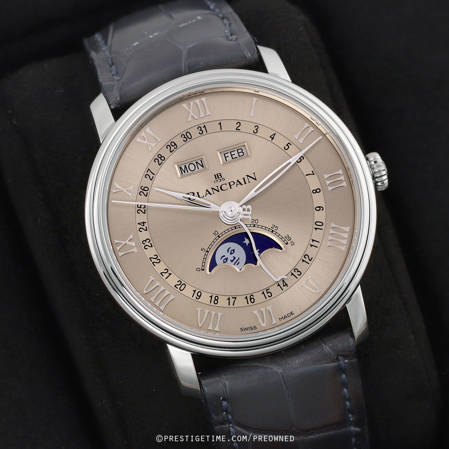 Pre-owned Blancpain Villeret Complete Calendar & Moonphase 40mm 6654 ...