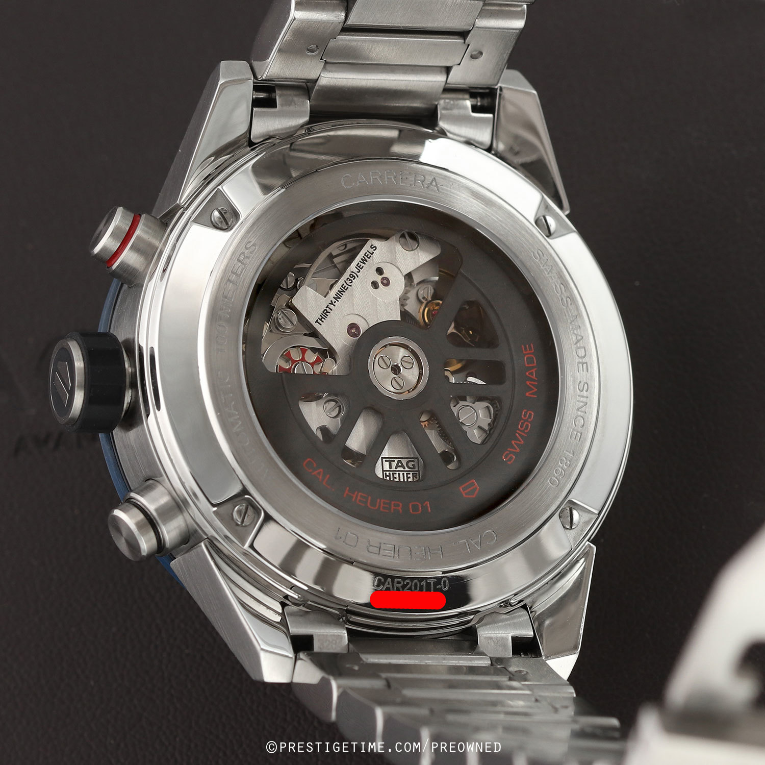 Pre-owned Tag Heuer FACTORY SERVICED Carrera Heuer 01 Skeleton 43mm ...