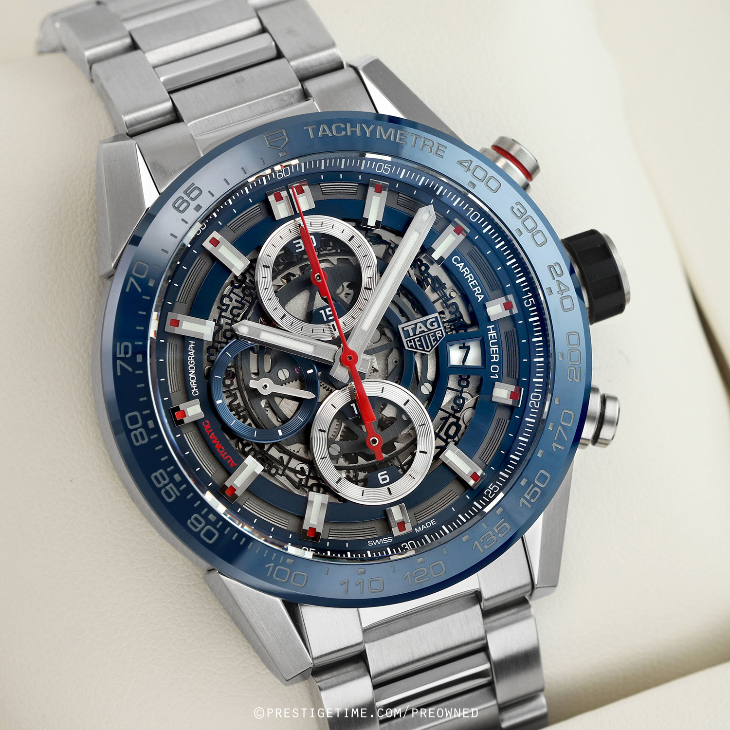 Pre-owned Tag Heuer FACTORY SERVICED Carrera Heuer 01 Skeleton 43mm ...