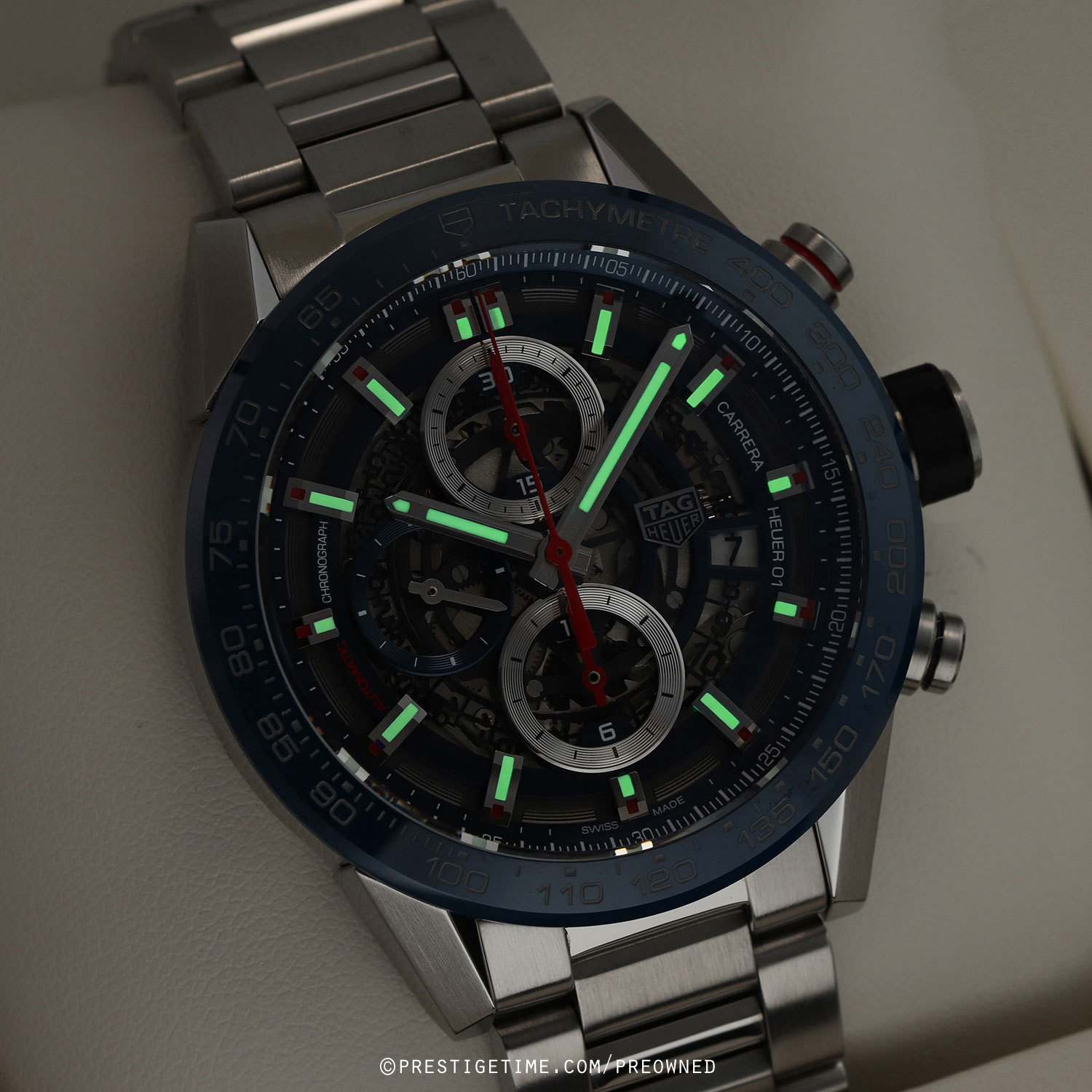 Pre-owned Tag Heuer FACTORY SERVICED Carrera Heuer 01 Skeleton 43mm ...