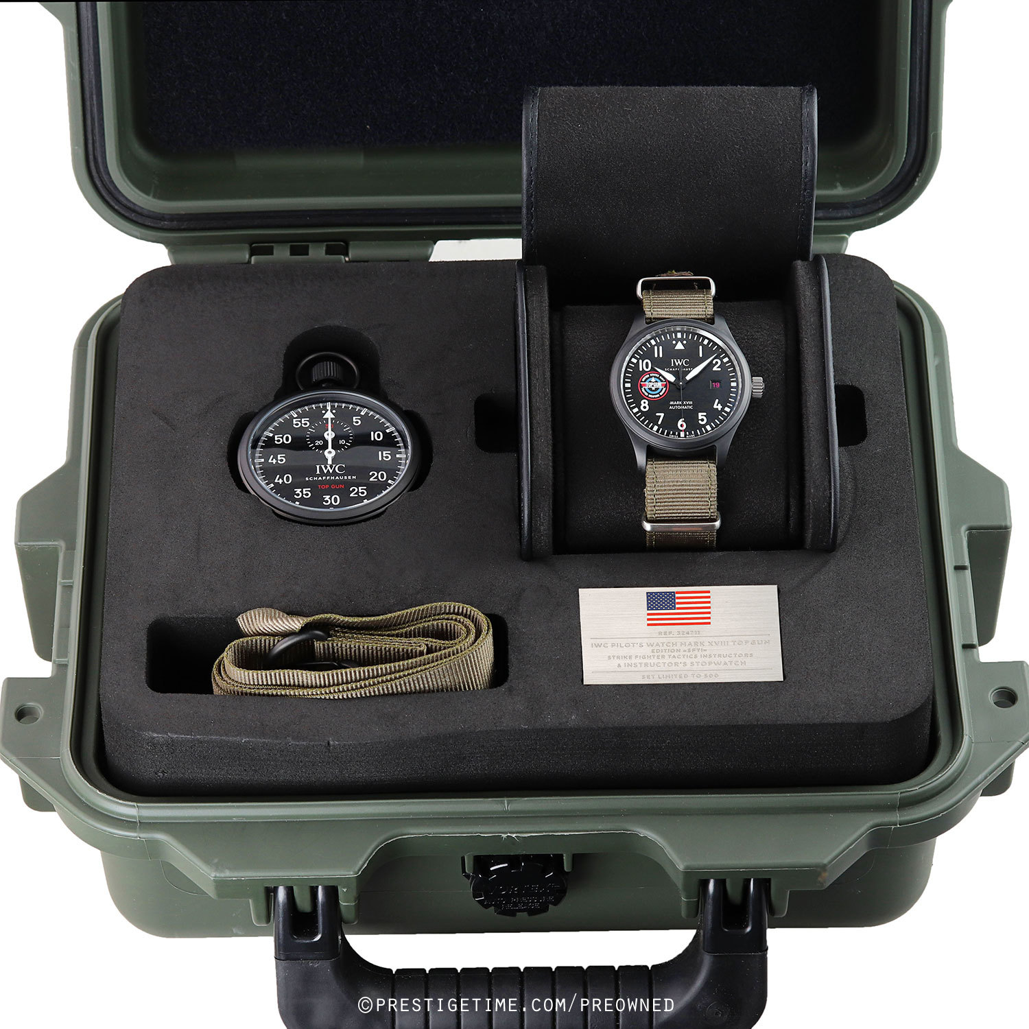 Pre-owned IWC Pilots Mark XVIII SFTI Top Gun Watch & Stopwatch IW324711