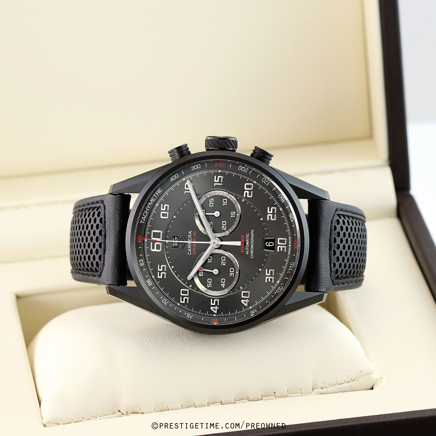 Pre-owned Tag Heuer Carrera Calibre 36 Flyback Chronograph 43mm CAR2B80 ...